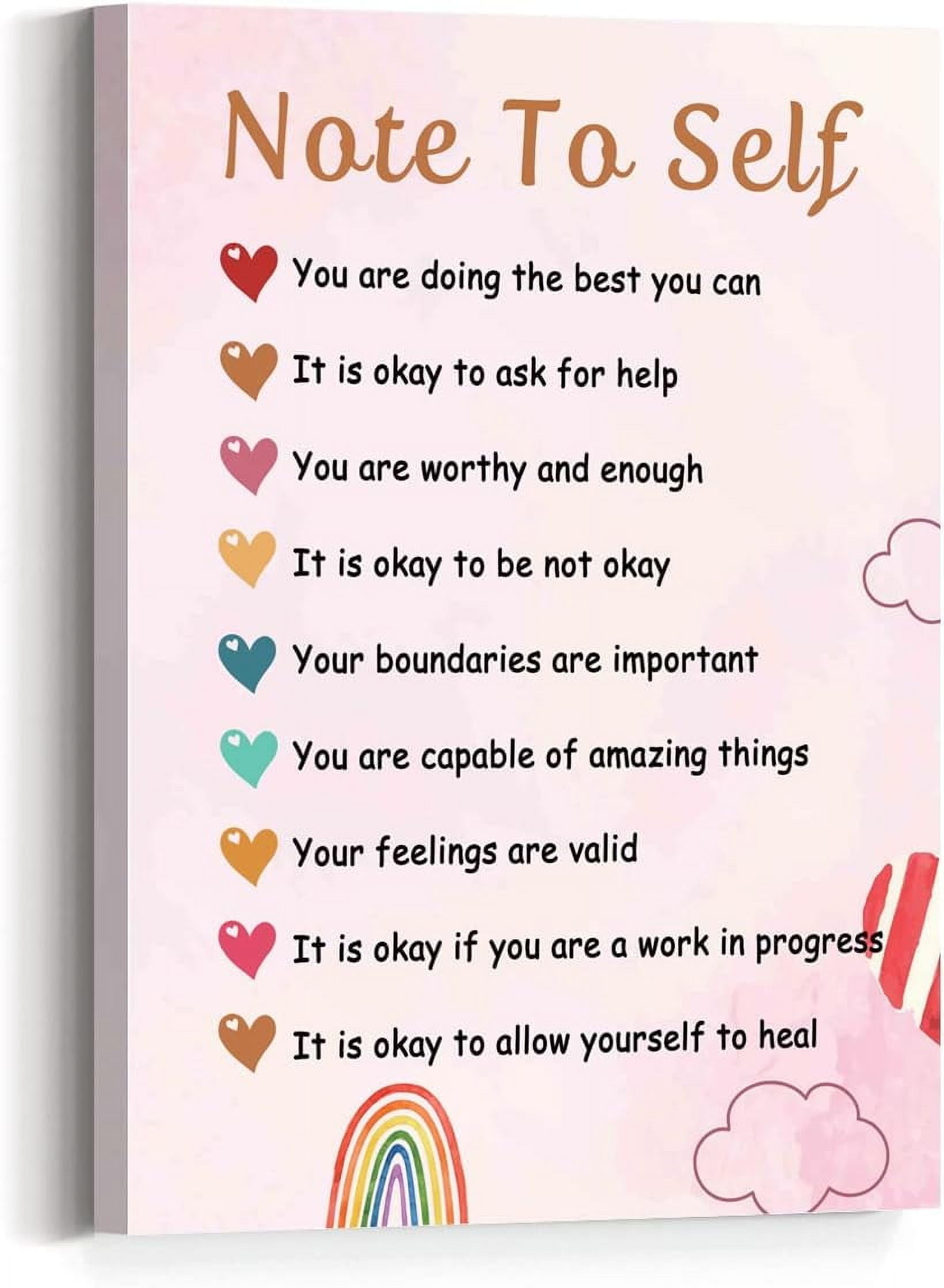 FDFW Positive Affirmations Wall Decor,Note To Self Canvas Wall Art ...