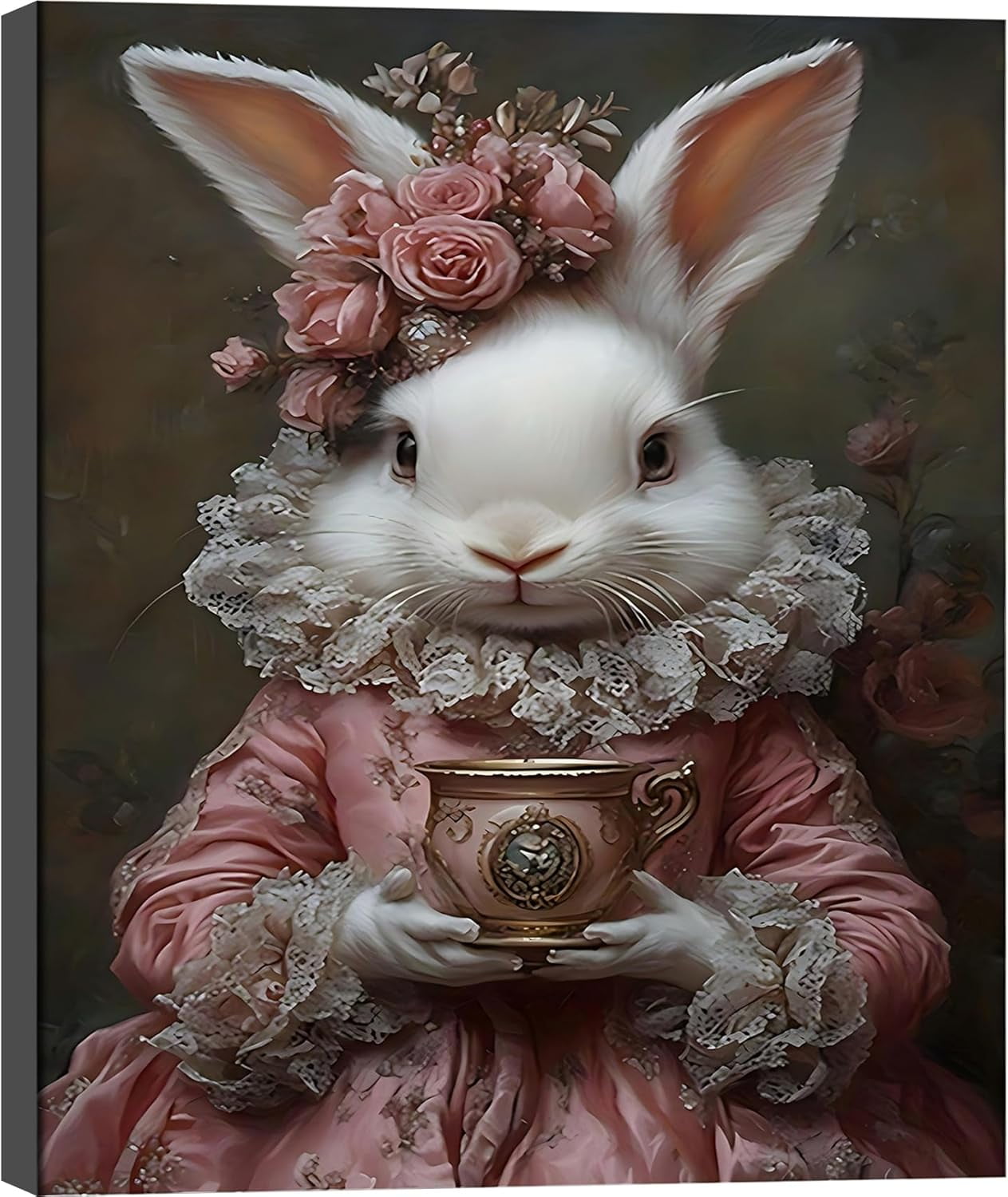 FDFW Rabbit Decor Collection Vintage Bunny Pictures Wall Art Elegant Bunnies and Springtime ...