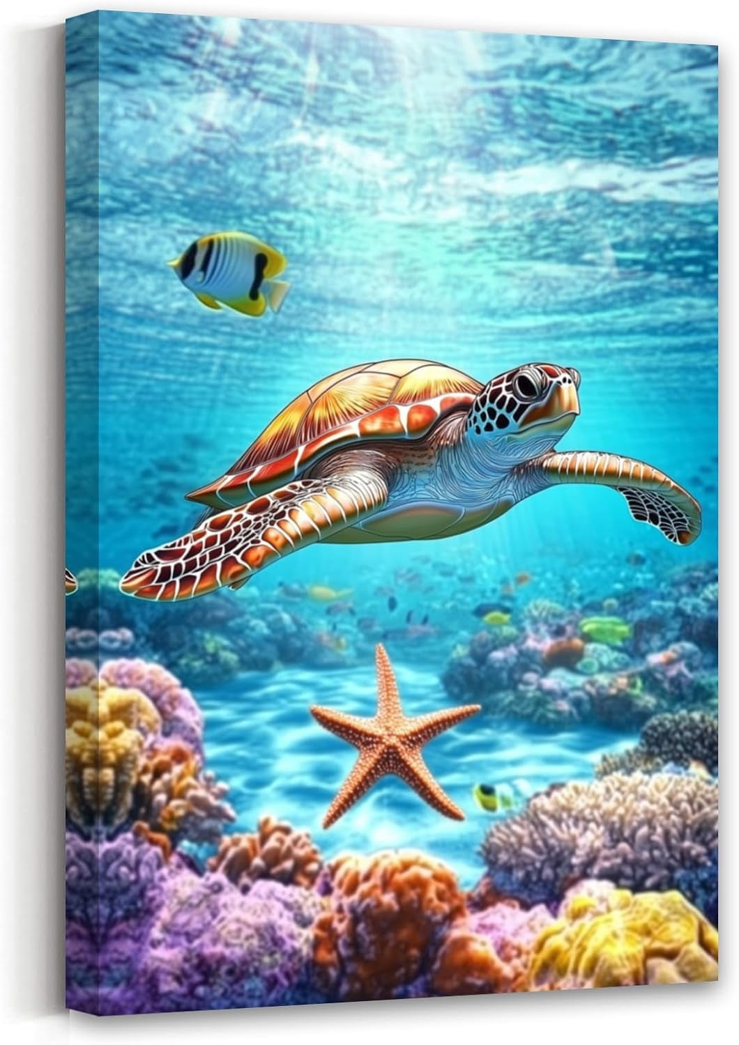 FDFW Sea Turtle Wall Art Bathroom Pictures Watercolor Sea Life Canvas ...