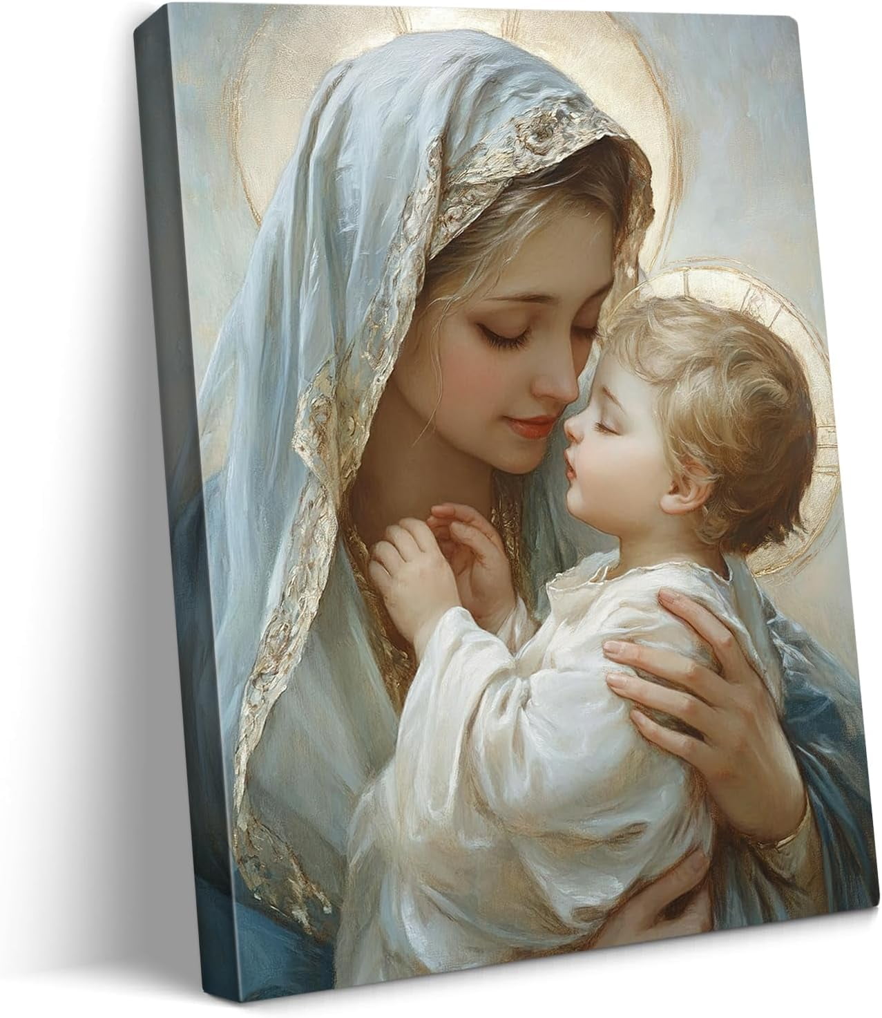 FDFW Virg Mary Canvas Wall Art Detailed Mother Baby Jesus Portrait with ...