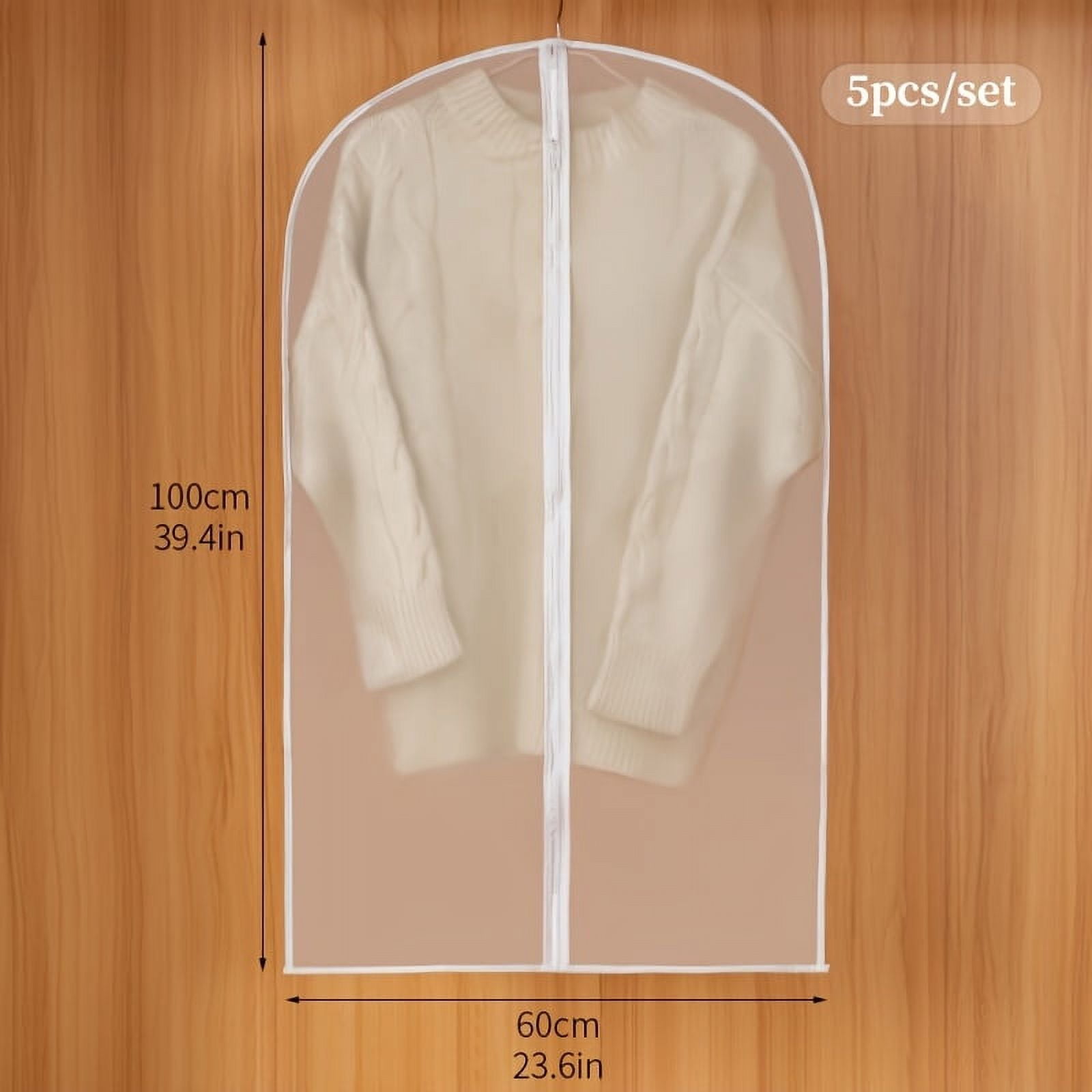 FDGHYTBF 5-Pack Garment Covers with Zipper - Transparent Waterproof ...