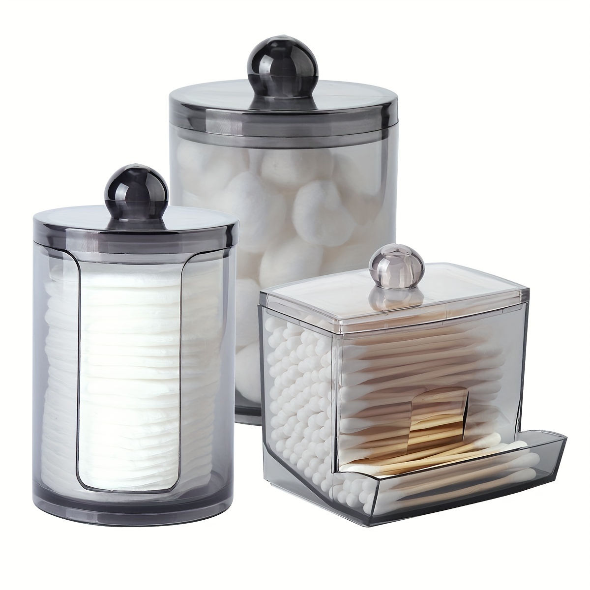 FDGHYTBF Black Clear Qtip Dispenser With Lid - Apothecary Jar For ...