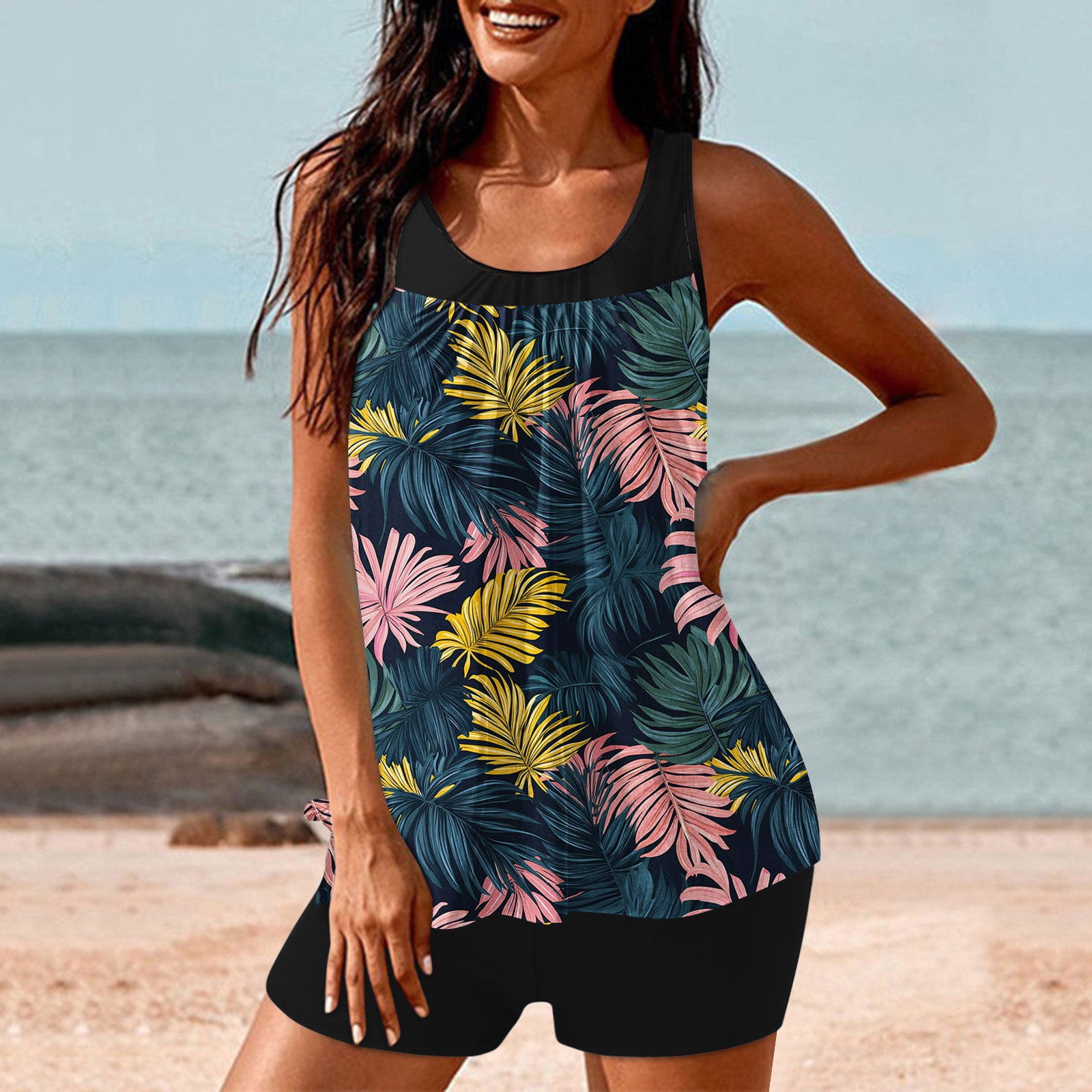 FDGIU ‌2025 Trendy Women's Floral Tankini Swimwear Set, Modest Athletic ...