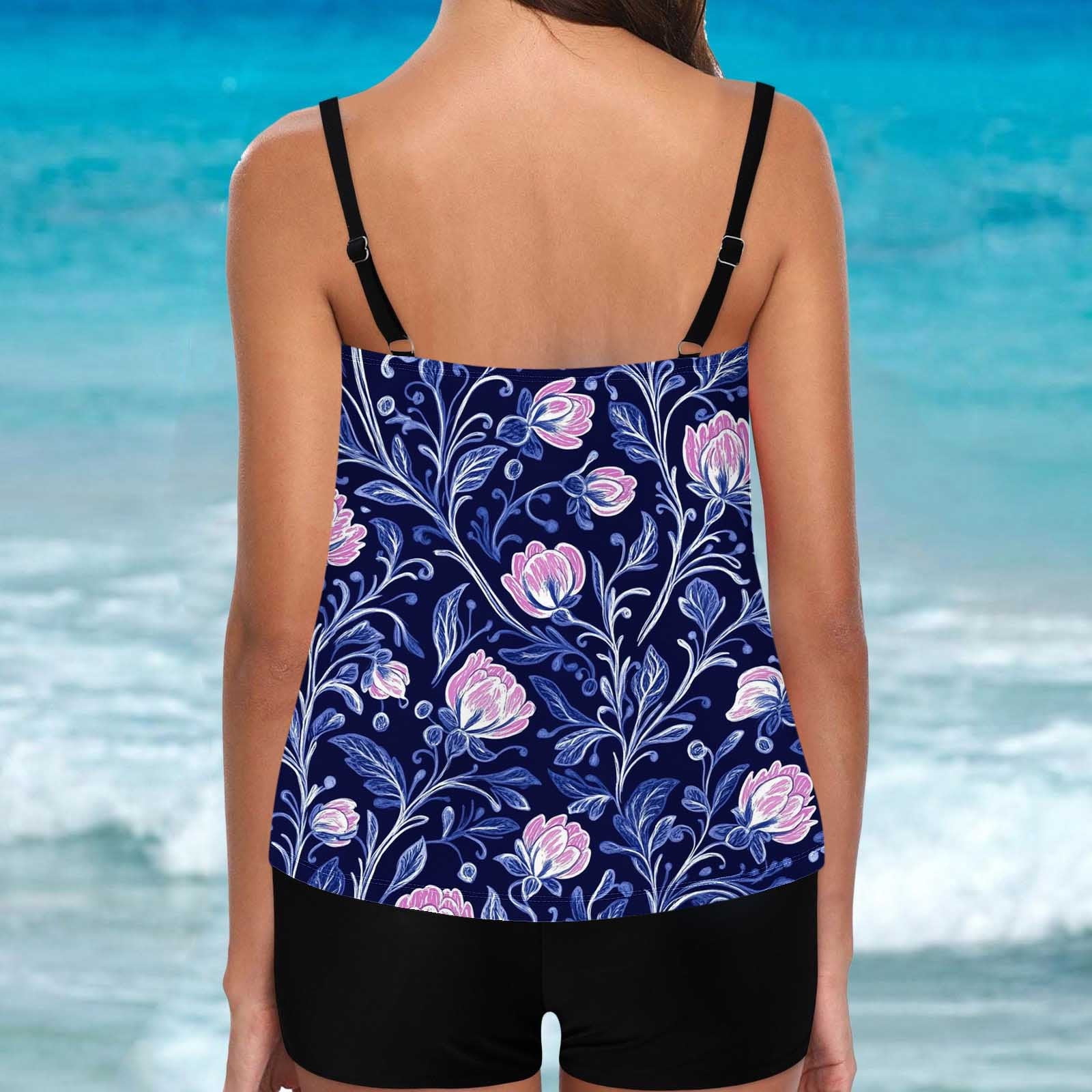FDGIU ‌2025 Trendy Women's Floral Tankini Swimwear Set, Modest Athletic ...