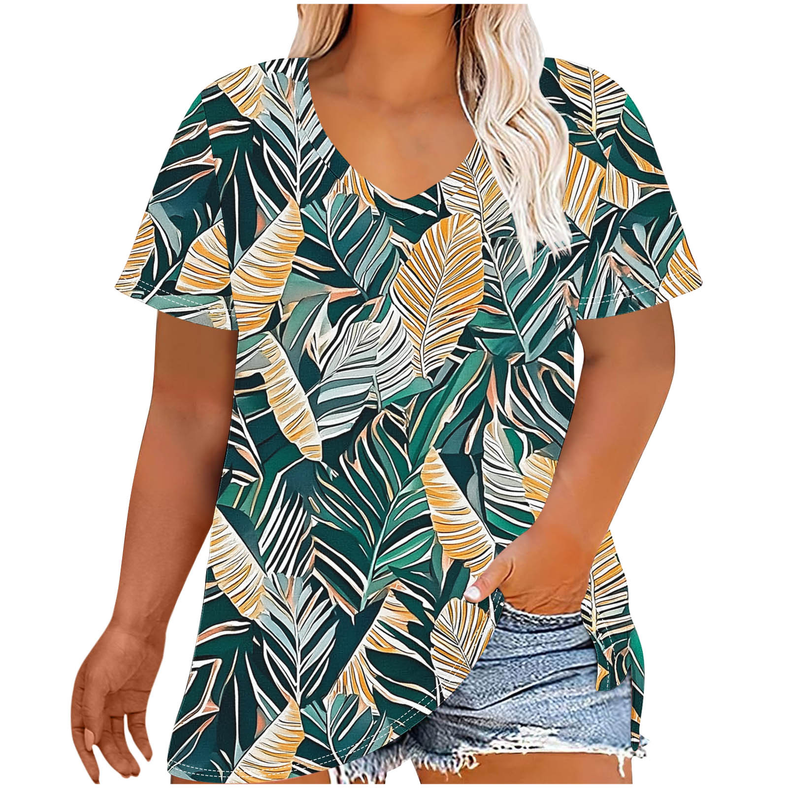 FDGIU 2025 Women's Plus Size Oversized Tunic Tops - Soft Cotton V-Neck ...