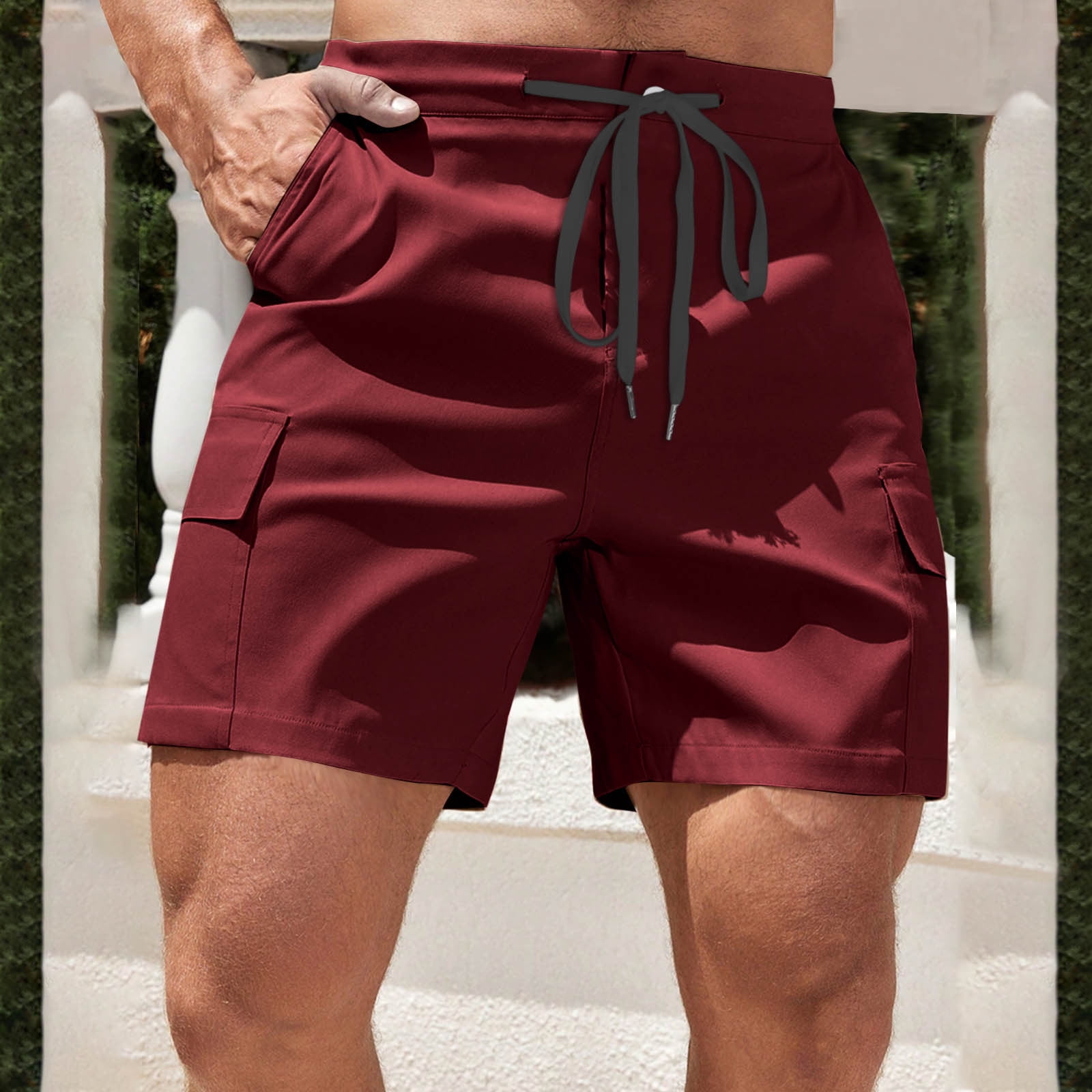 FDGIU Cargo Shorts Summer Men Cargo Shorts With Drawstring At The Waist ...