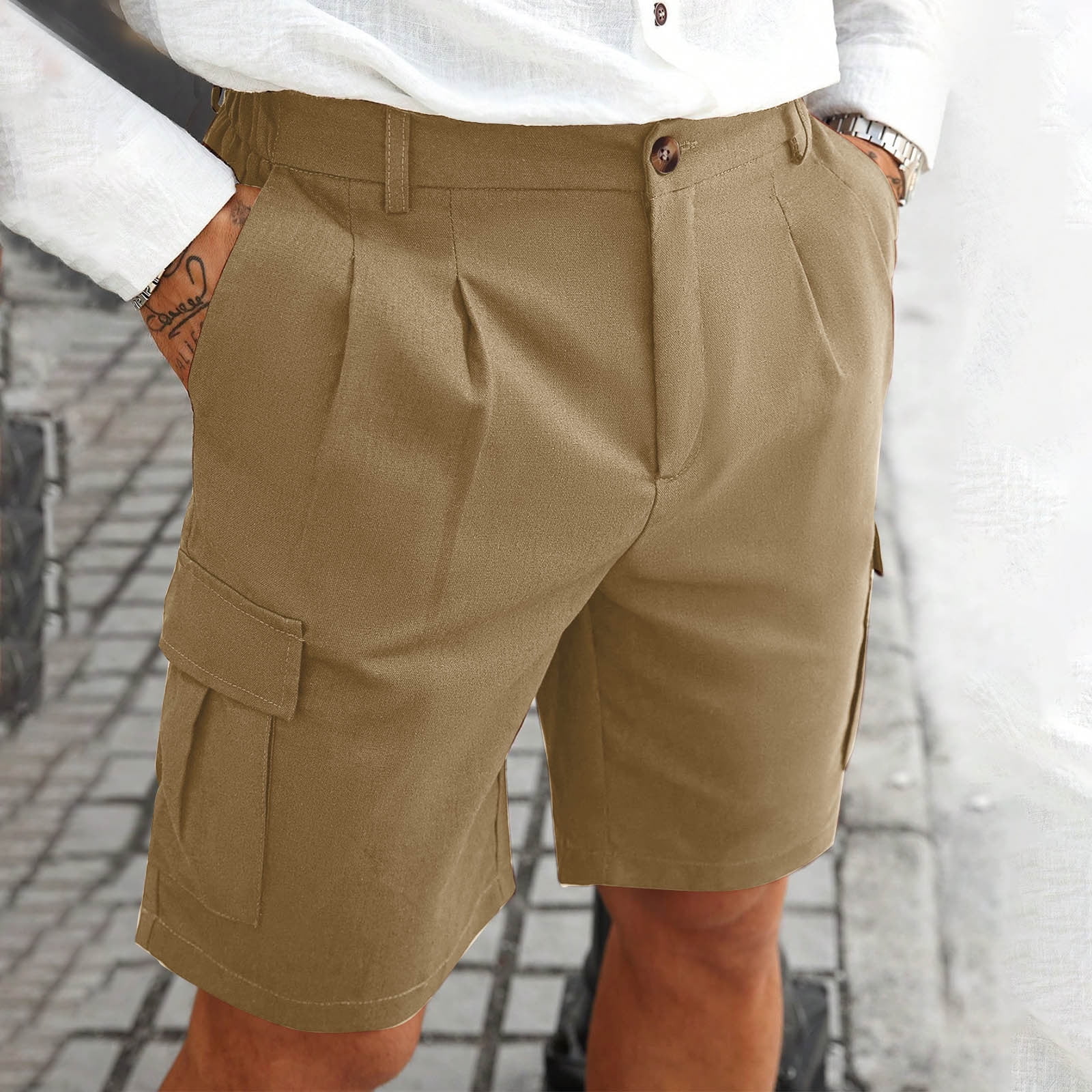FDGIU Cargo Shorts Summer Men Cargo Shorts With Drawstring At The Waist ...