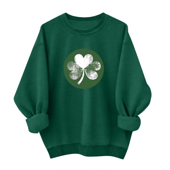FDGIU Cute Saint Patrick's Day Pullover for Women - Soft Green Shamrock ...