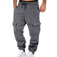 FDGIU Men's Athletic Cargo Pants, Regular-Fit Drawstring Joggers with ...