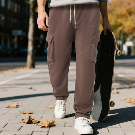 FDGIU ‌‌‌‌Men's Cargo Sweatpants, Baggy Joggers with Elastic Drawstring ...