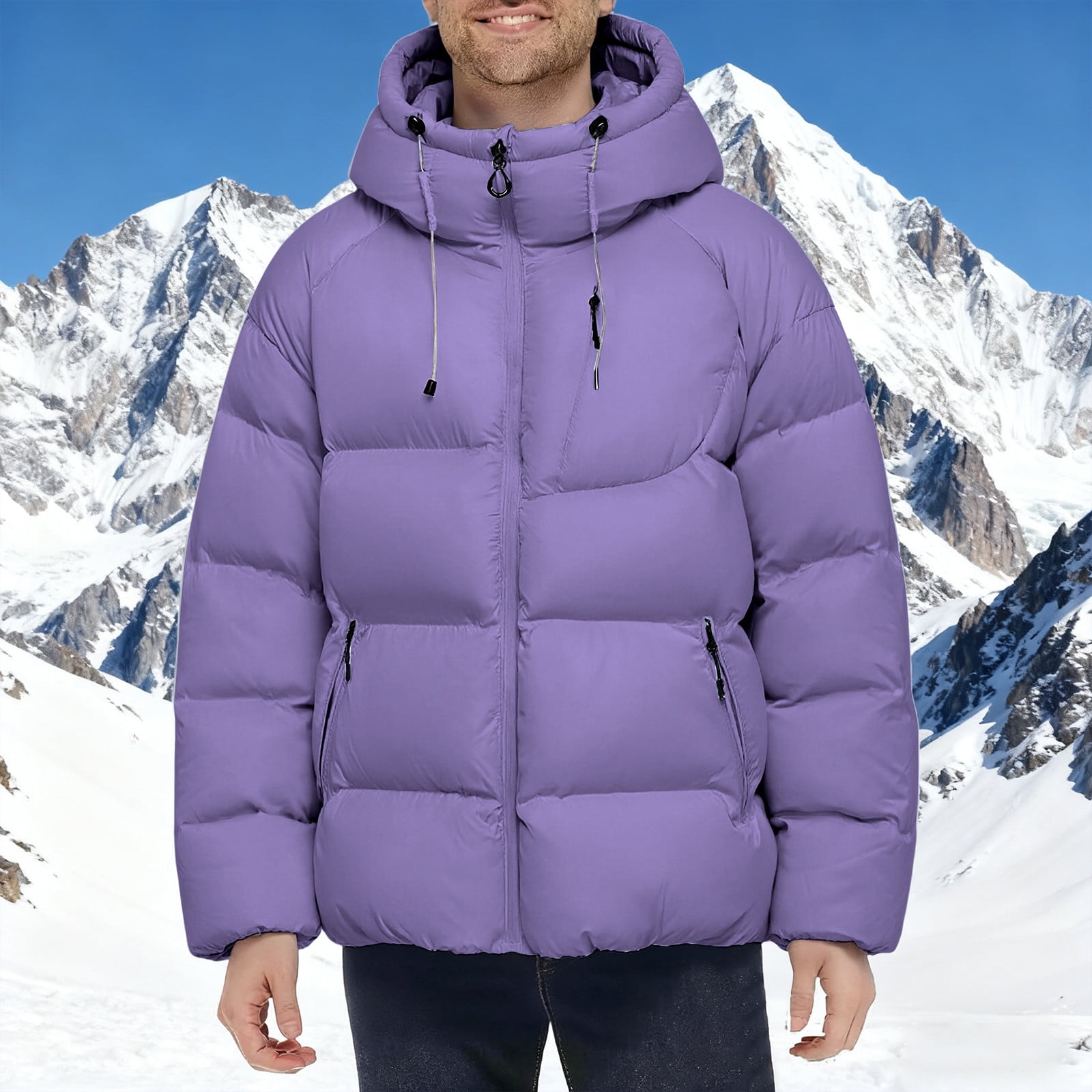 FDGIU Men's Heavy Duty Quilted Puffer Parka - Winter Long Coat with ...
