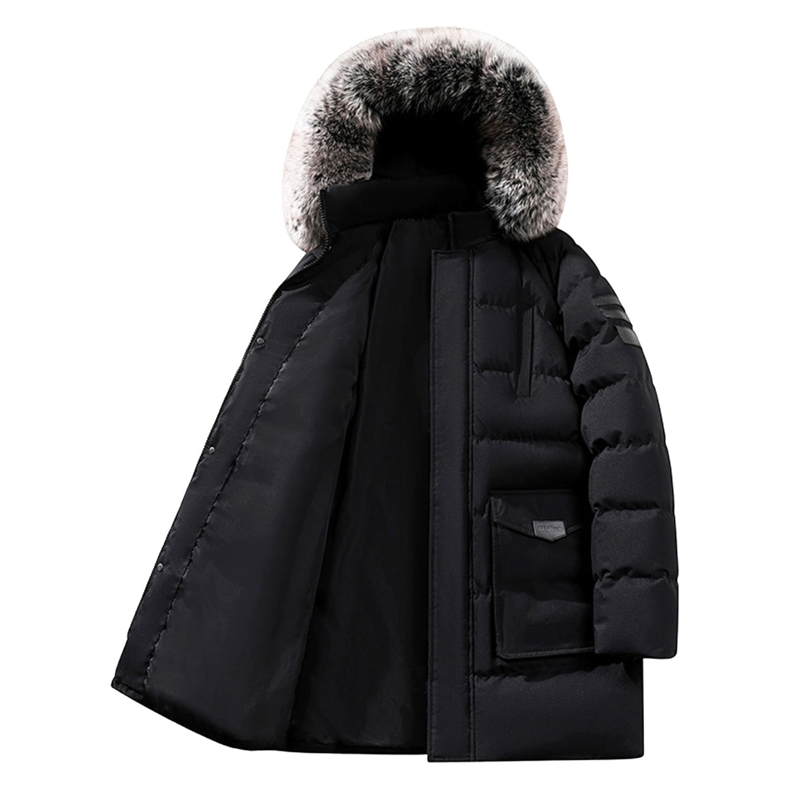 FDGIU Men's Heavy Duty Quilted Puffer Parka - Winter Long Coat with ...