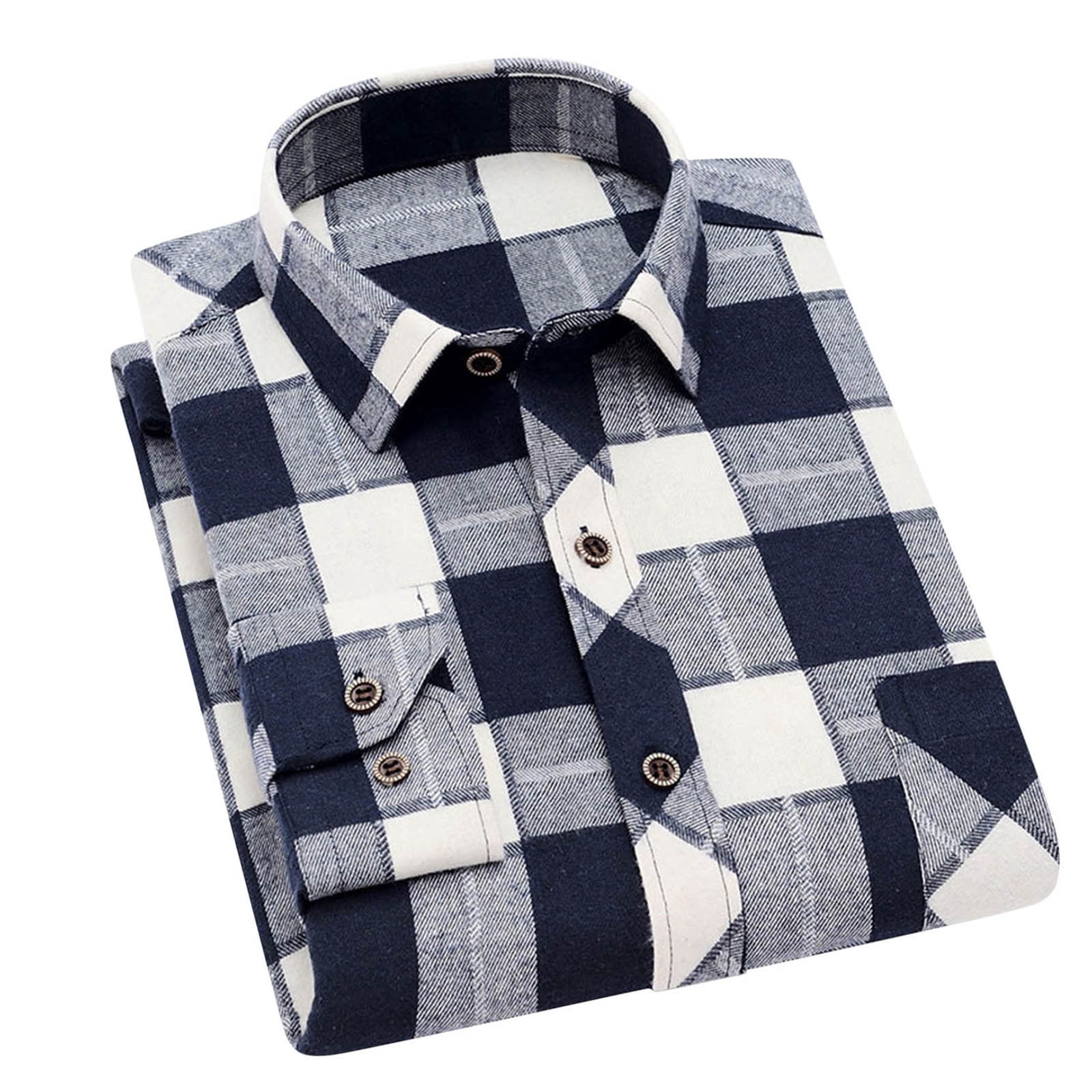 FDGIU Men's Plaid Flannel Shirt - Slim Fit Button Down, Cozy Long ...