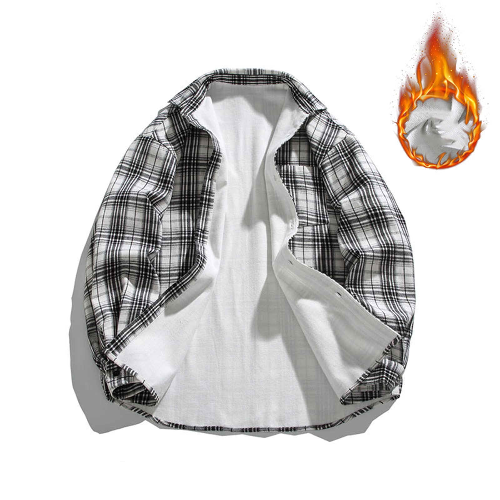 FDGIU ‌Men's Winter Flannel Shirt Jacket - Heavy Thick Sherpa Lined ...