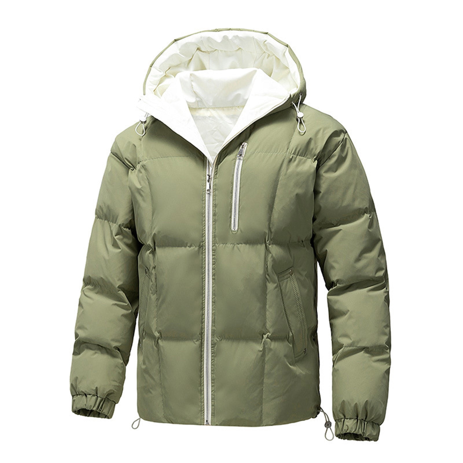 FDGIU Men's Winter Puffer Jacket - Hood Windproof Thermal Long Coat for ...