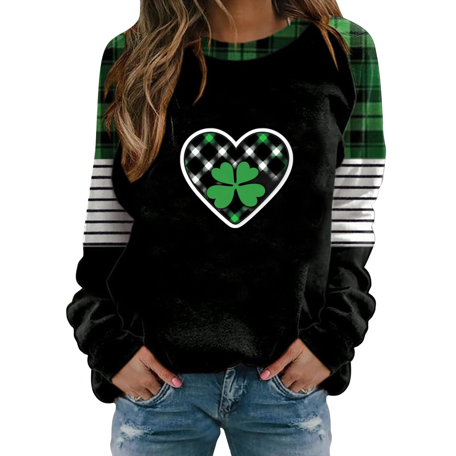 FDGIU ‌‌‌‌Saint Patrick's Day Outfit for Women - Green Long Sleeve Crew ...