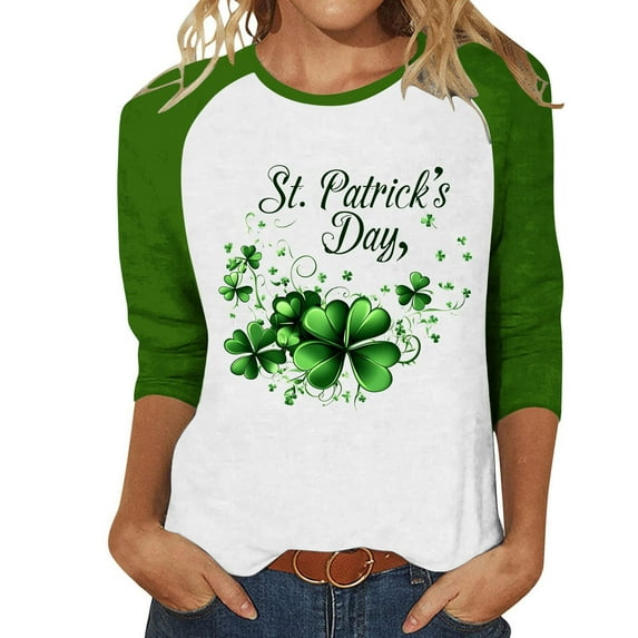 FDGIU St. Patrick's Day Top for Women - Plus Size Short Sleeve Crew ...