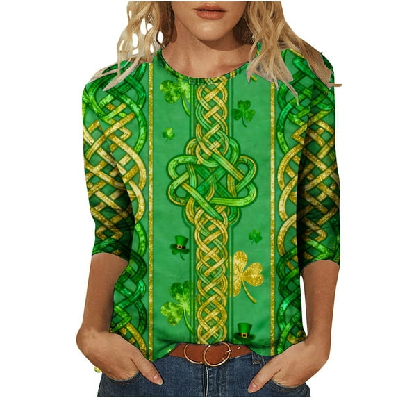 FDGIU St. Patrick's Day Top for Women - Plus Size Short Sleeve Crew ...