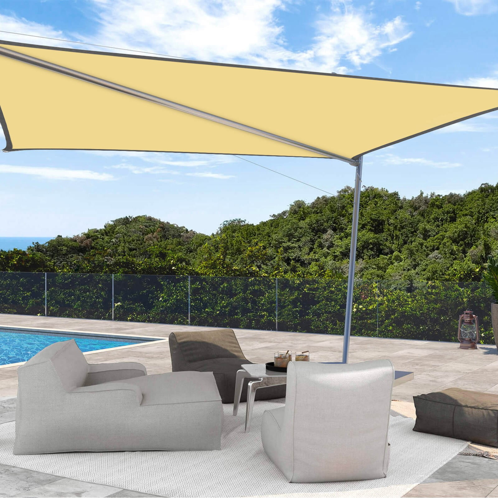 FDGIU Sun Shade Sun Protection Triangular Shade Garden Swimming Pool ...