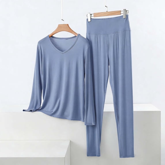 FDGIU ‌‌‌‌Women 2 Piece Modal Pajama Set - Long Sleeve V Neck Top ...