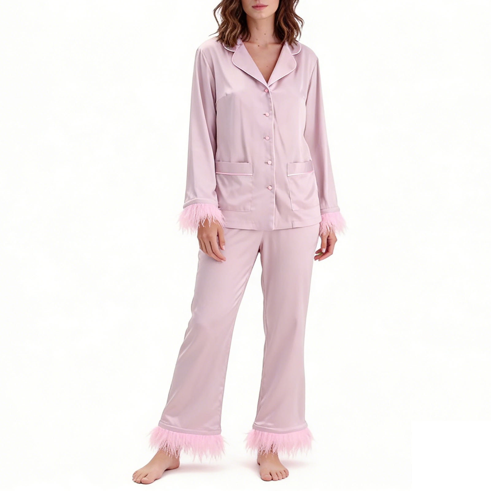 ‌FDGIU ‌‌‌‌‌Women Long Sleeve Pajama Set - Soft Sleepwear Loungewear ...