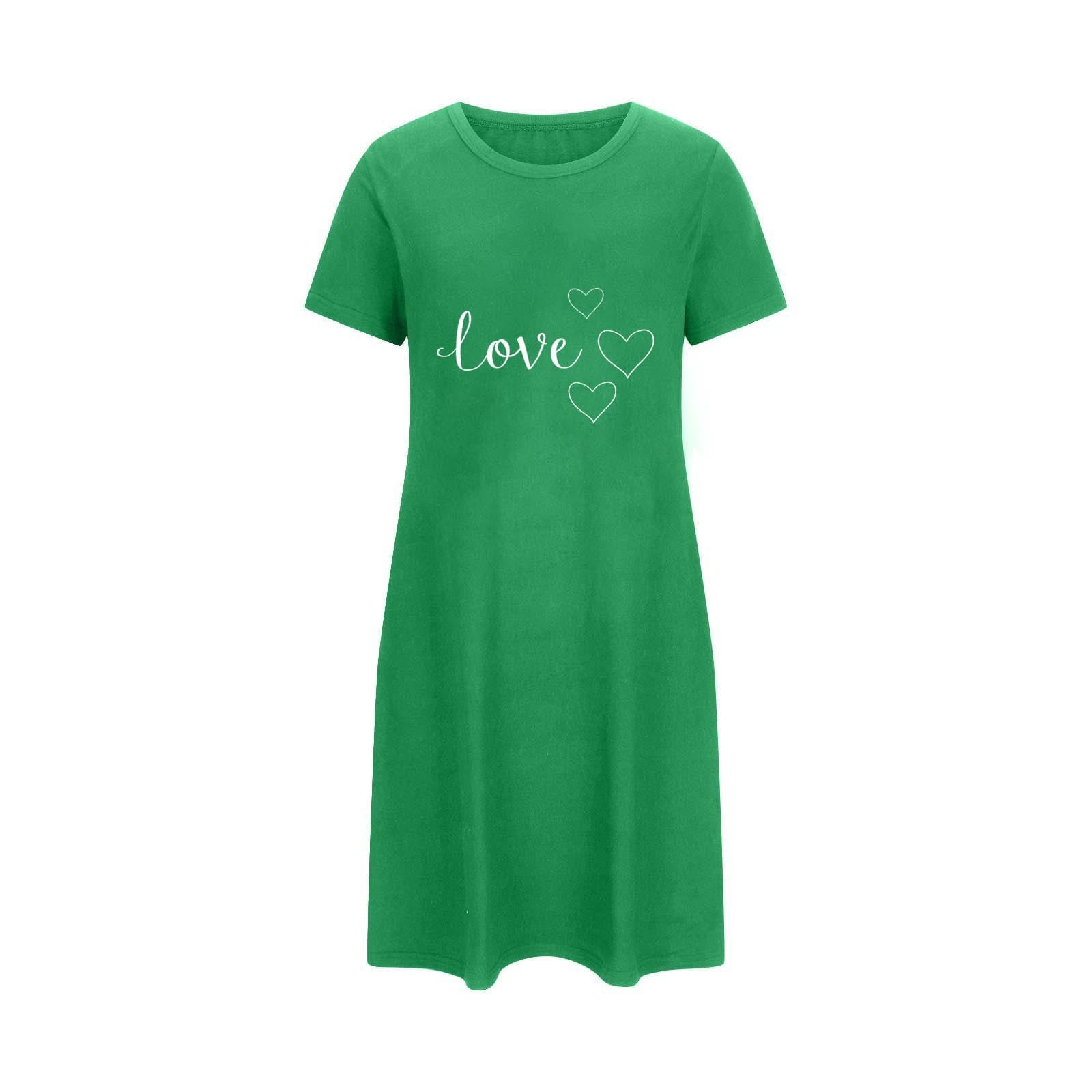 FDGIU Women Valentine's Day Sleepwear, Plus Size Short Sleeve Nightgown ...