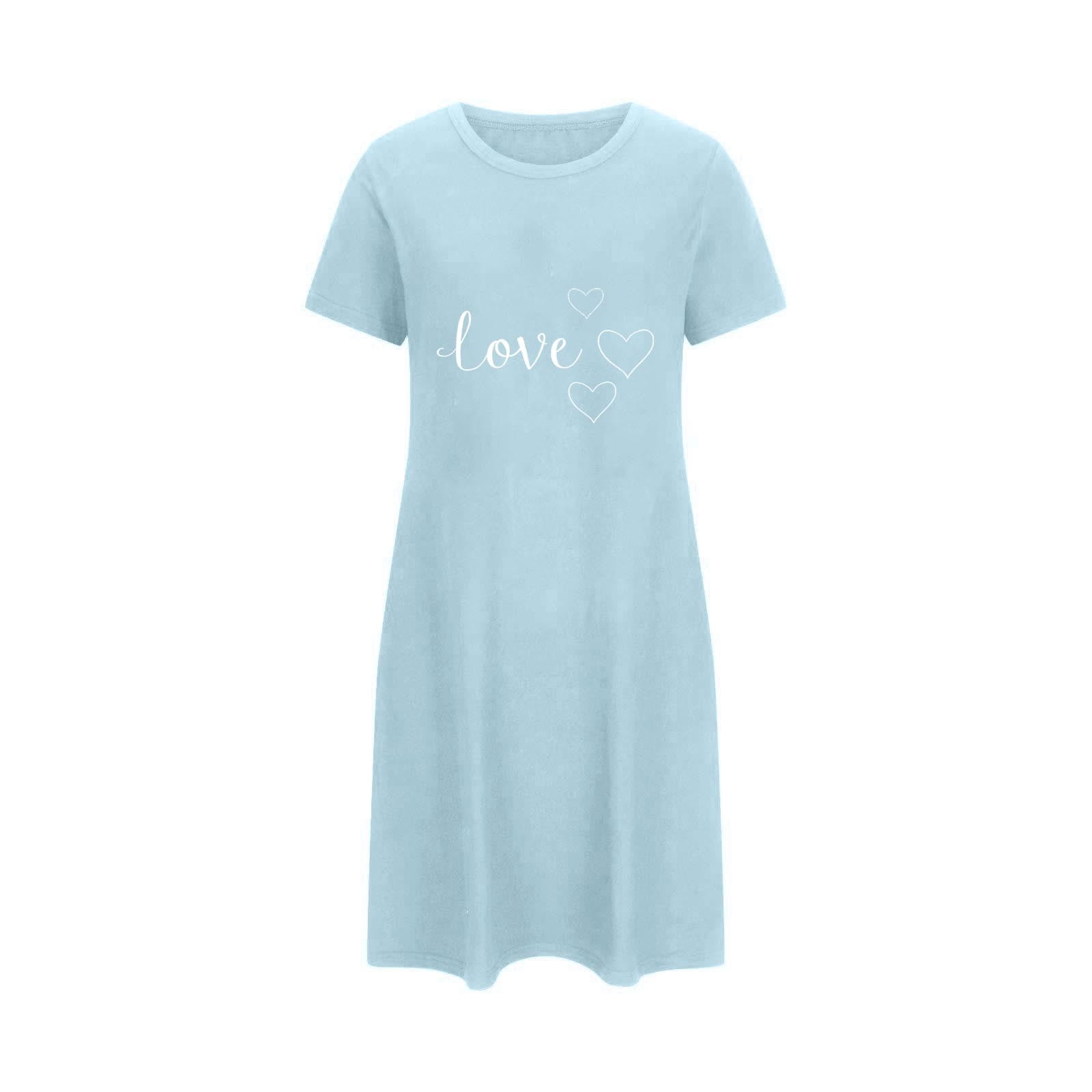 FDGIU Women Valentine's Day Sleepwear, Plus Size Short Sleeve Nightgown ...