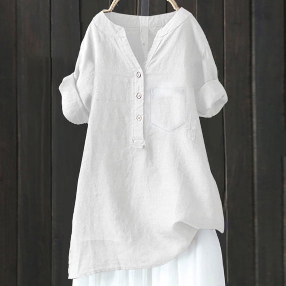 FDGIU Women's 2026 Summer V-Neck Short Sleeve T-Shirt, Button Casual ...