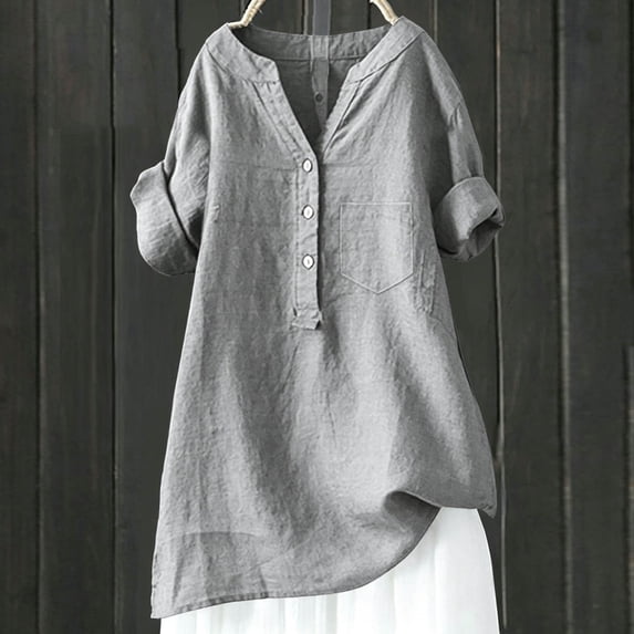 FDGIU Women's 2026 Summer V-Neck Short Sleeve T-Shirt, Button Casual ...