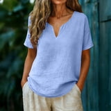 FDGIU Women's 2026 Summer V-Neck Short Sleeve Tunic Top, Comfortable ...