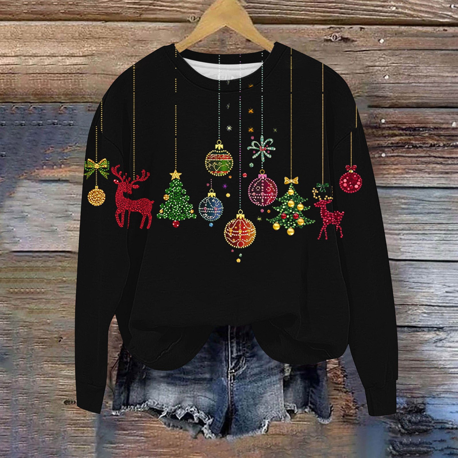 FDGIU Women's Christmas Graphic Tunic Tops - Soft Long Sleeve Crewneck ...