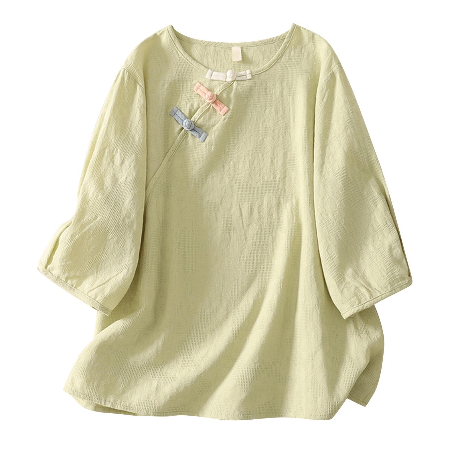 FDGIU Women's Floral Casual Shirt - Soft 3/4 Sleeve Crew Neck Tee Year ...