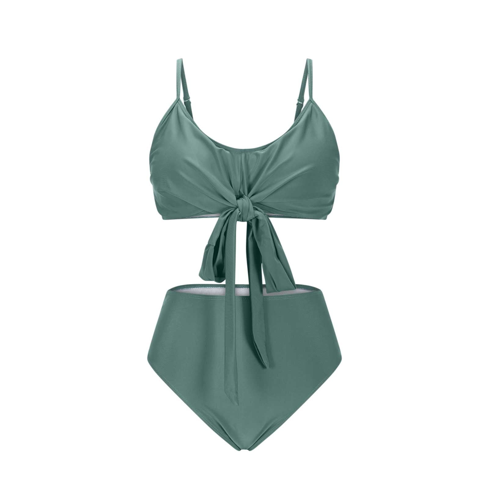 FDGIU Women's High Waisted Bikini Set V Neck Front & Adjustable Straps ...