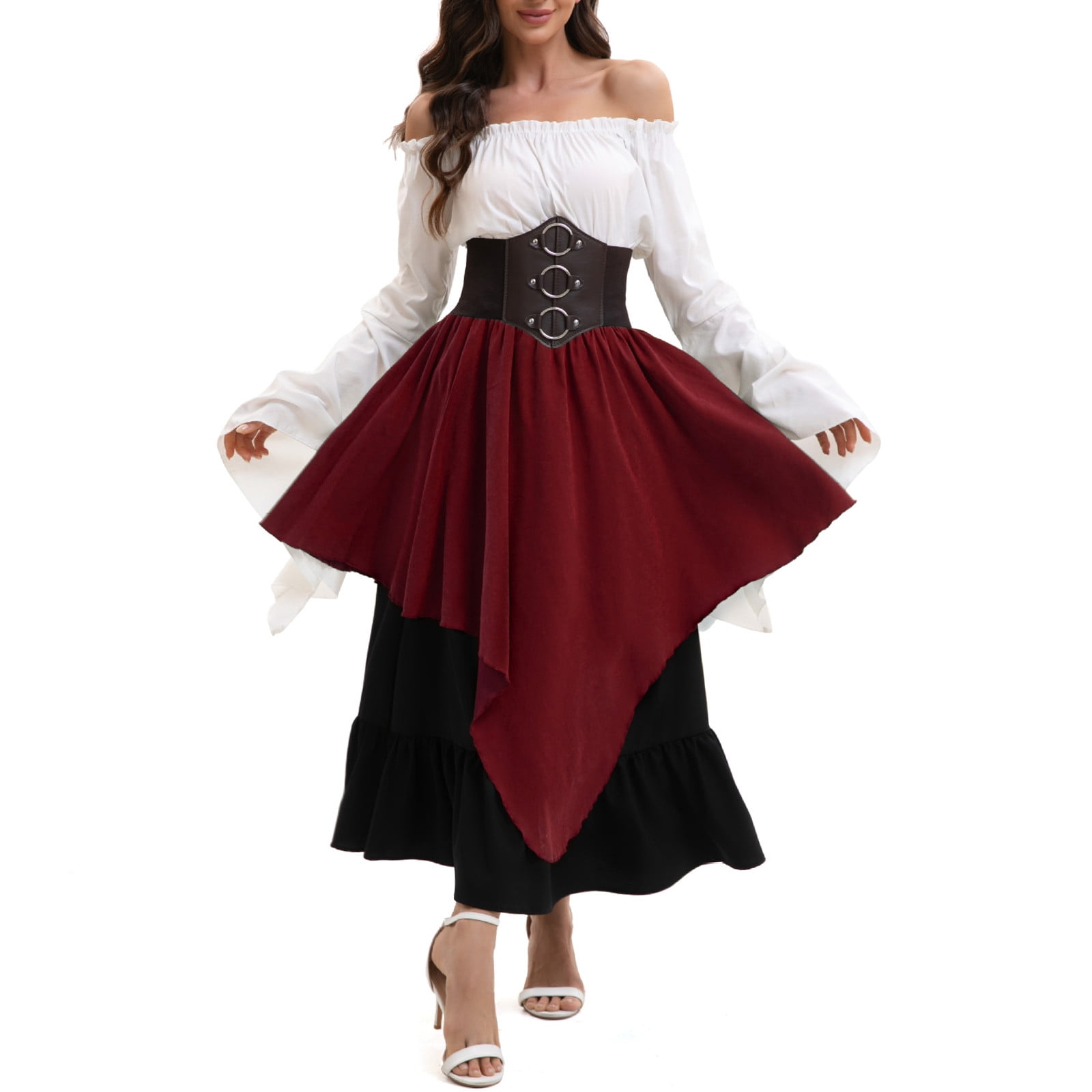 FDGIU Women's Medieval Renaissance Dress - Gothic Halloween Costume with Corset & Butterfly ...