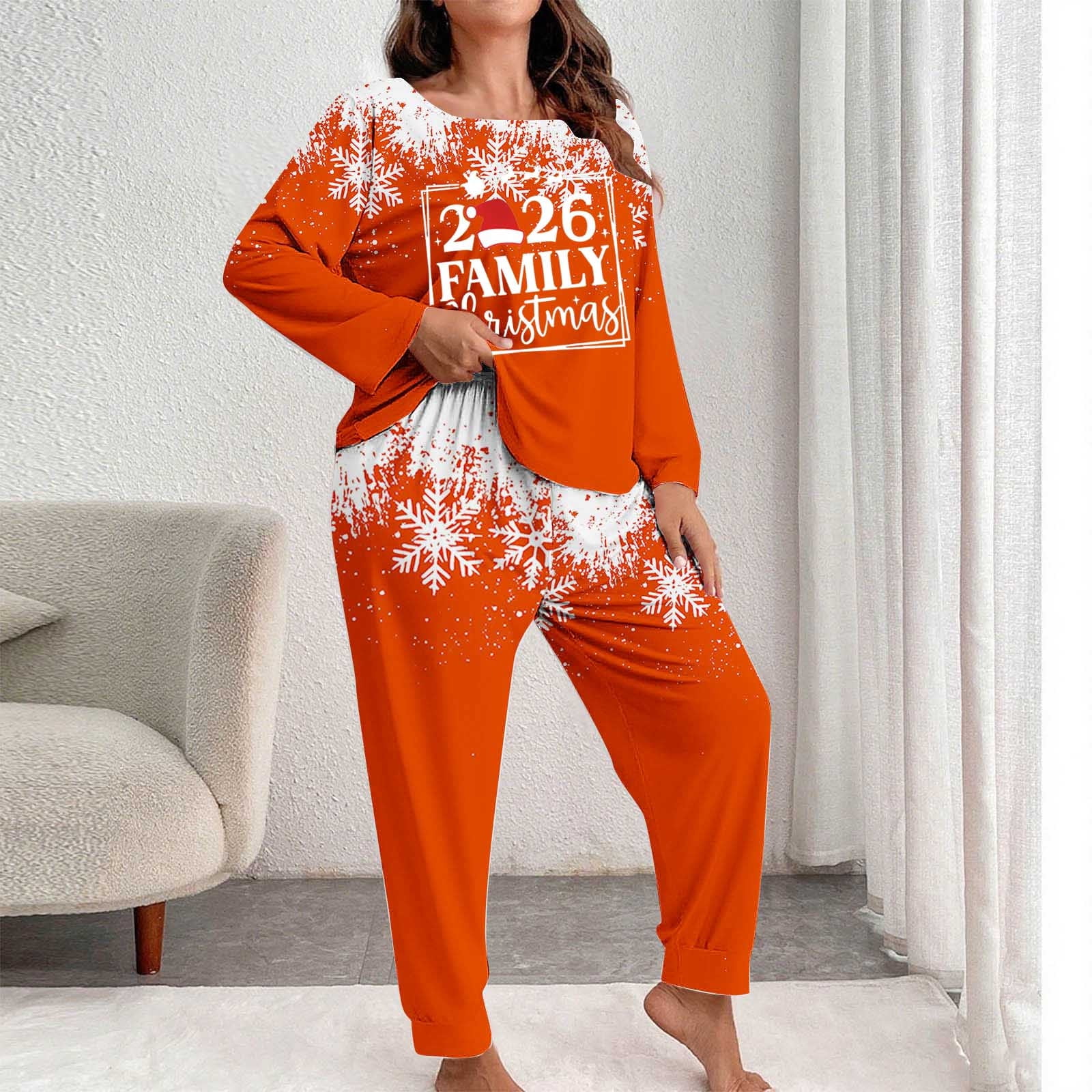 FDGIU Women's Plus Size Christmas Pajamas‌, Holiday Printed Long Sleeve ...