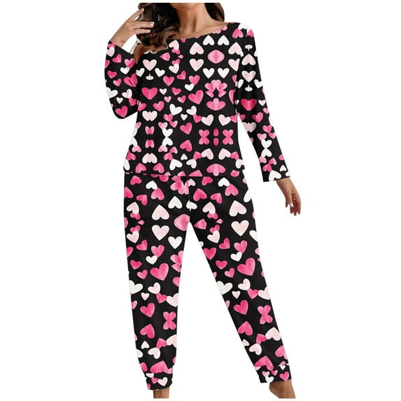 FDGIU ‌‌‌‌Women's Plus Size Valentine Pajama Set - 2 Piece Long Sleeve ...