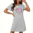 FDGIU Women's Soft Nightgown - Short Sleeve Heart Print Cute Round Neck ...