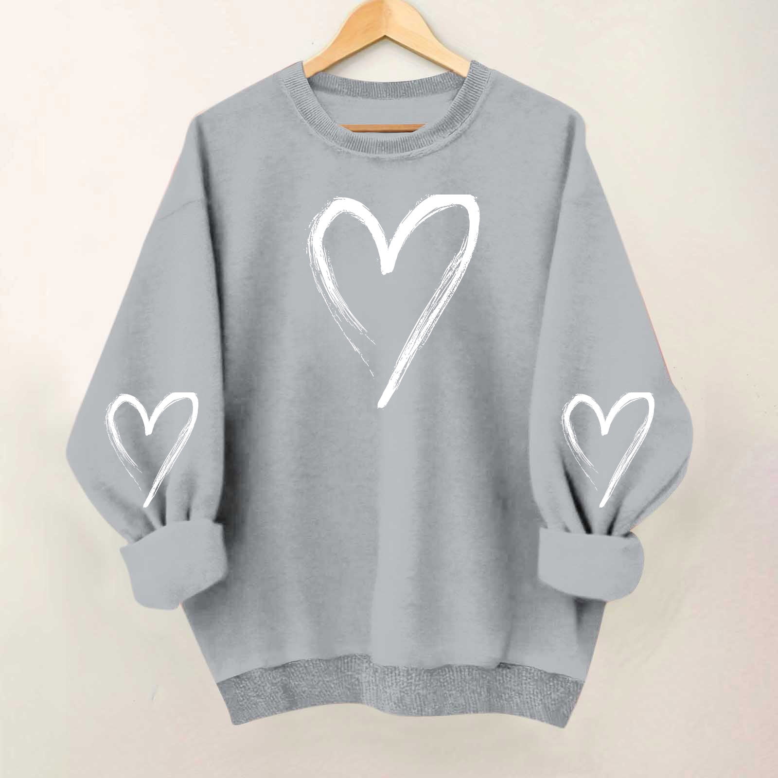 FDGIU Women's Valentine Pullover Sweatshirt, Cozy Heart Print Long ...