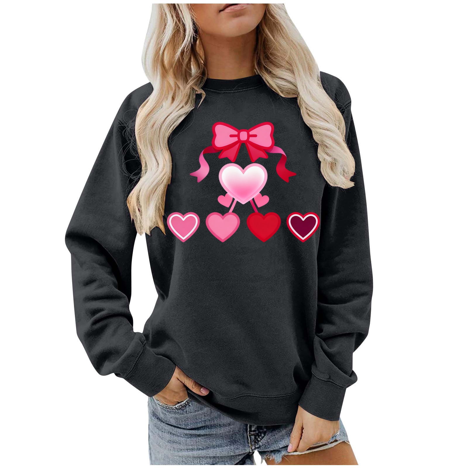 FDGIU ‌‌‌‌Women's Valentine's Day Sweatshirt, Love Heart Print Long ...