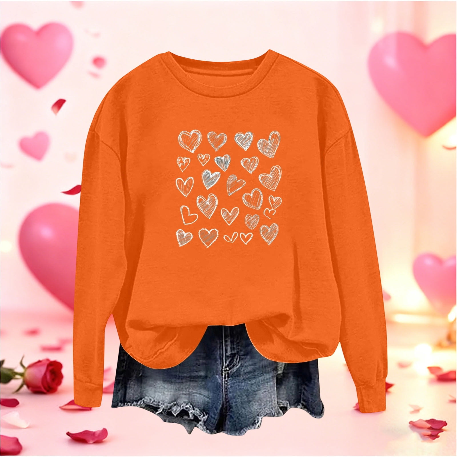 FDGIU ‌‌‌‌Women's Valentine's Day Sweatshirt, Love Heart Print Long ...