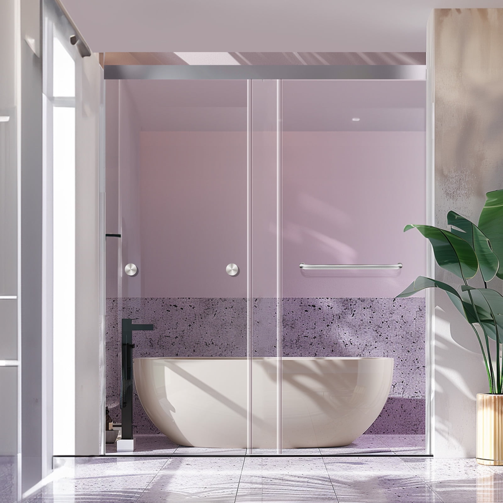 FDIDY 56"-60"W x 70"H Semi-Frameless Double Sliding Shower Door ...