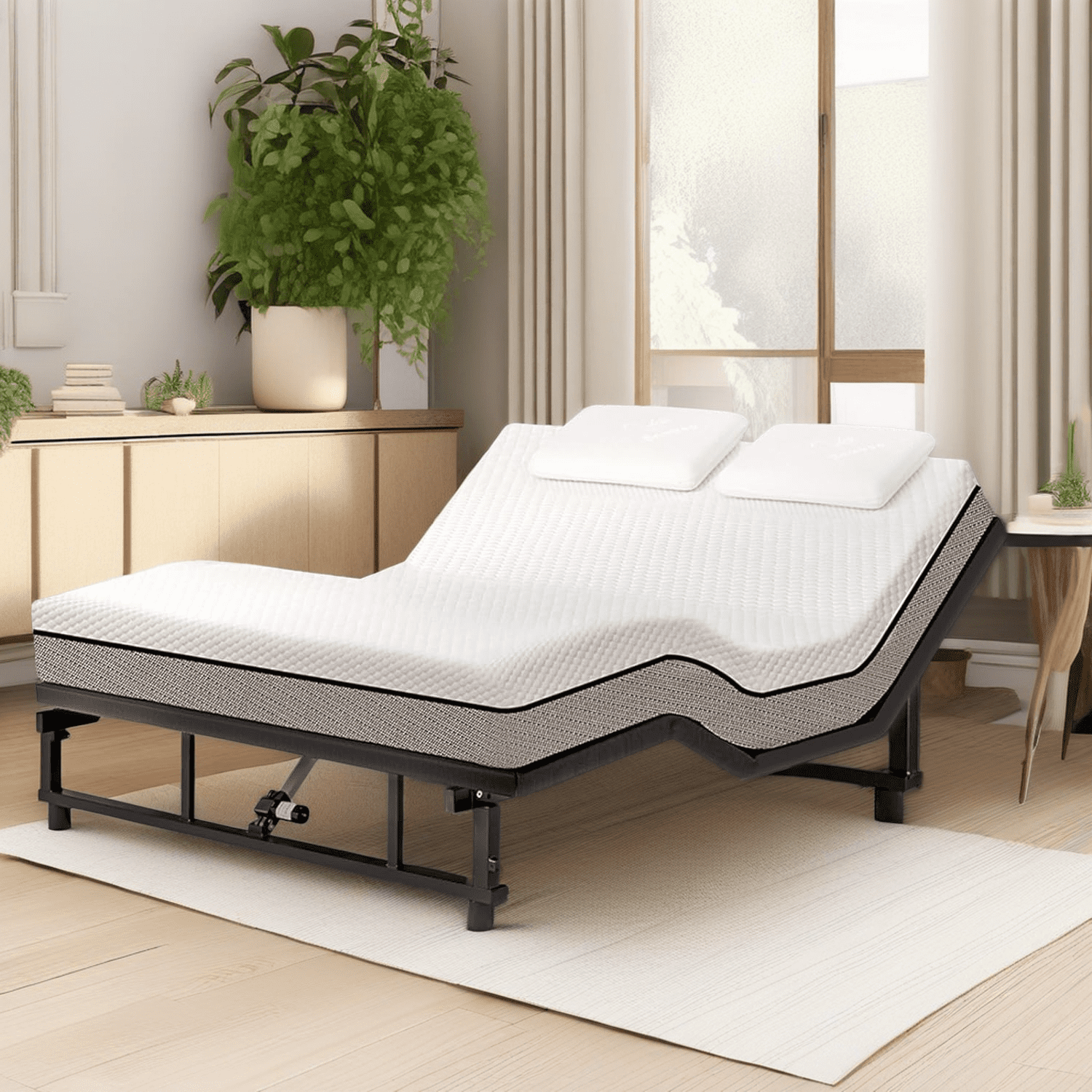 FDIDY Adjustable King Size Bed Base Frame with Head and Foot Incline ...