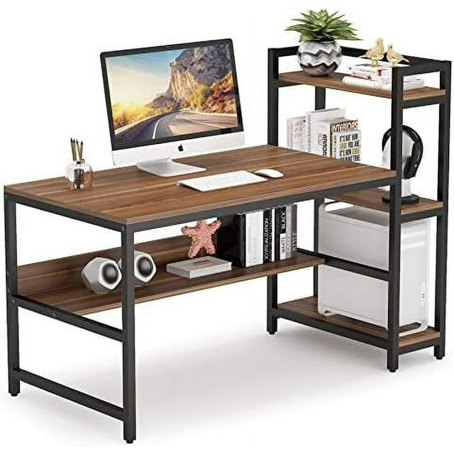 FDIGLUL Computer Desk with Shelves 60 inches Large Office Desk ...