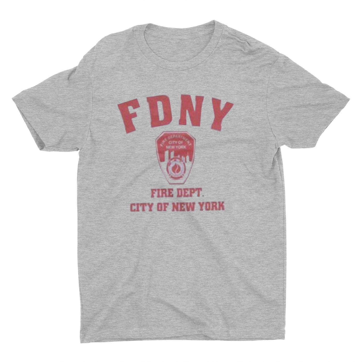FDNY Short Sleeve Red Fire Dept Logo and Shield T-Shirt Gray Small ...