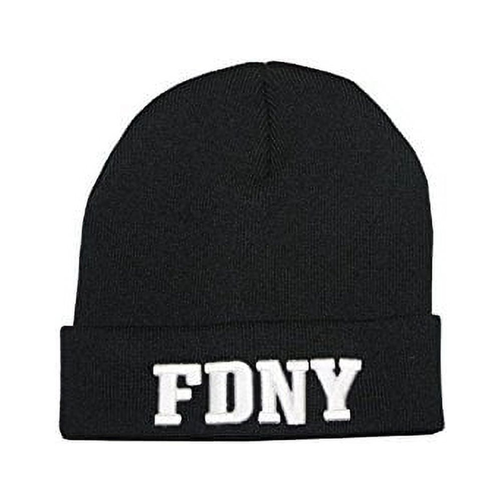 FDNY Winter Hat Fire Department Of New York City Black & White One Size ...