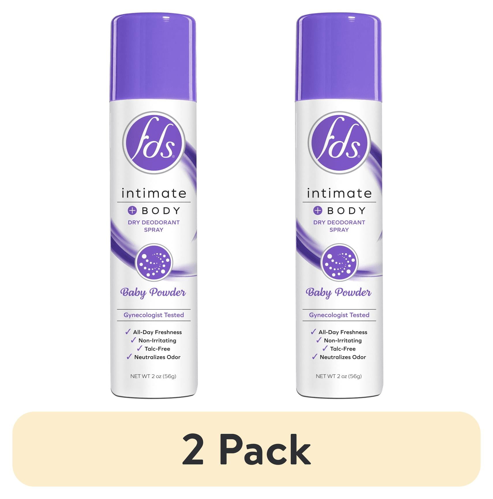 (2 pack) FDS Intimate + Body Dry Feminine Deodorant Spray, Baby Powder ...