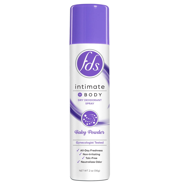 FDS Intimate + Body Dry Feminine Deodorant Spray, Baby Powder, 2 oz ...