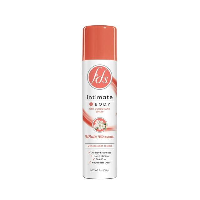 FDS Fresh White Blossom Intimate + Body Dry Feminine Deodorant Spray, 2 ...