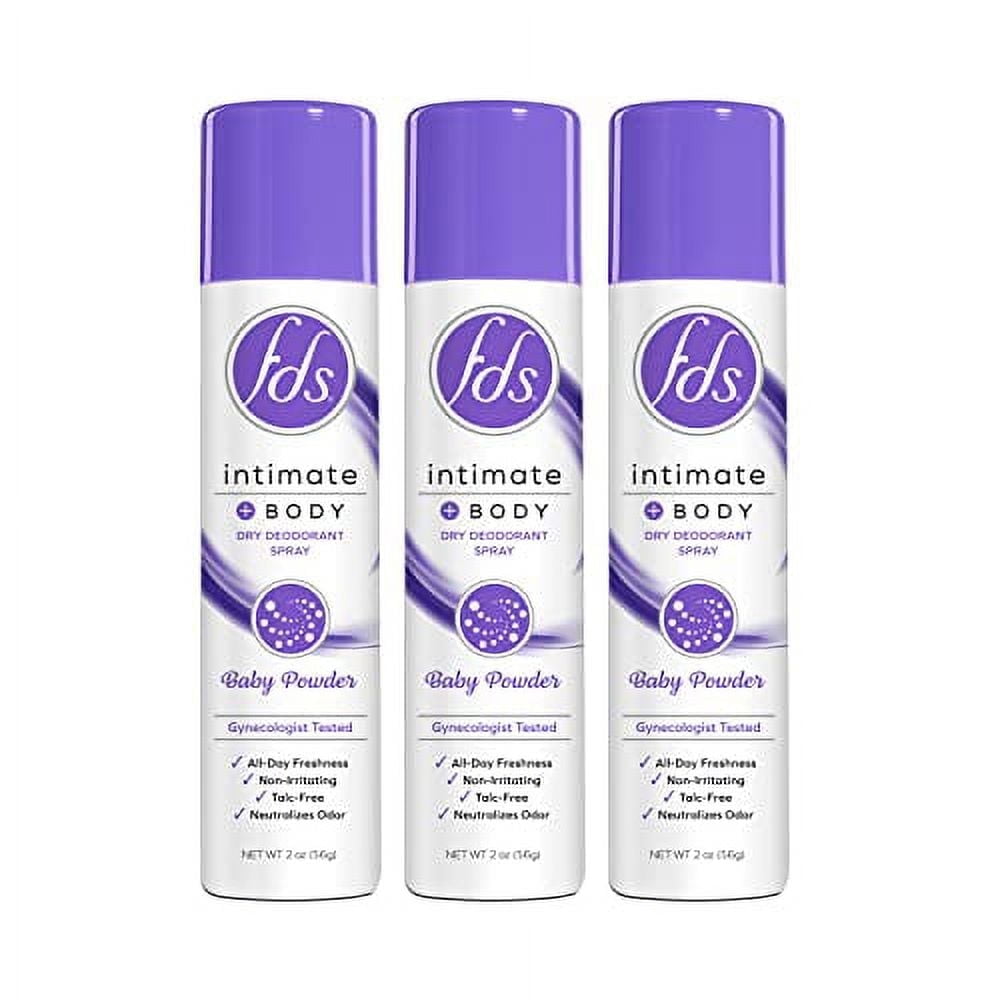 FDS Intimate Deodorant Spray, Baby Powder, 2 oz (Pack of 3), Feminine ...