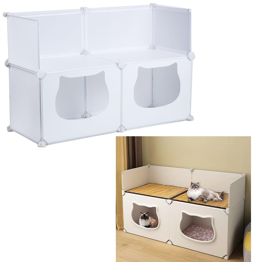 FDSDEFEN Cat Houses for Indoor Cats- and 2 Caves, Cat Hideout with ...